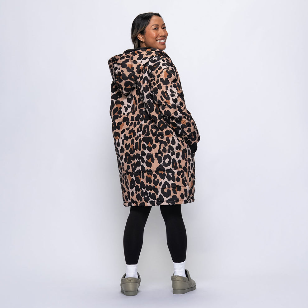 Leopard Print/Black Long Puffer Jacket – The Oodie USA