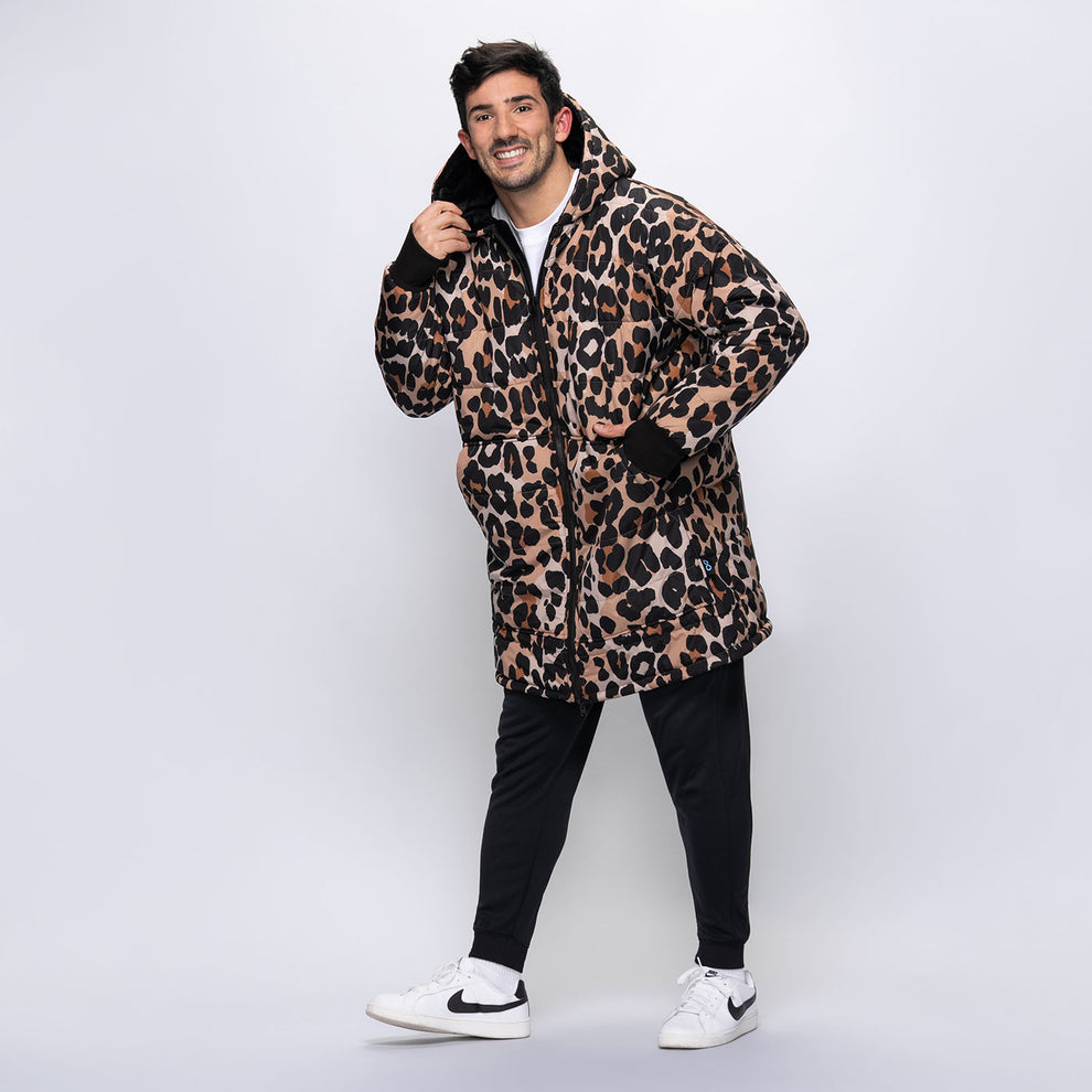Leopard Print/Black Long Puffer Jacket – The Oodie USA