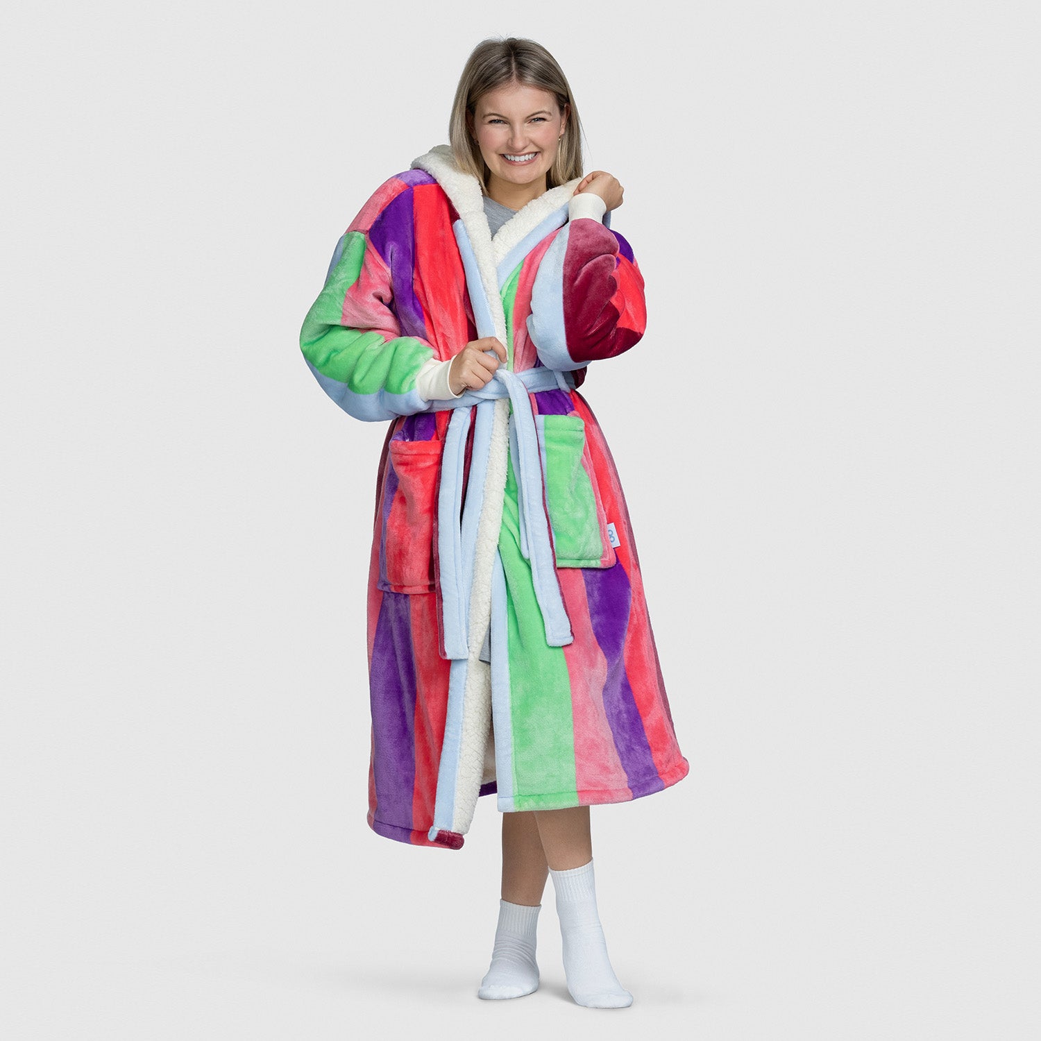 Multi Stripe Sherpa Robe – The Oodie USA